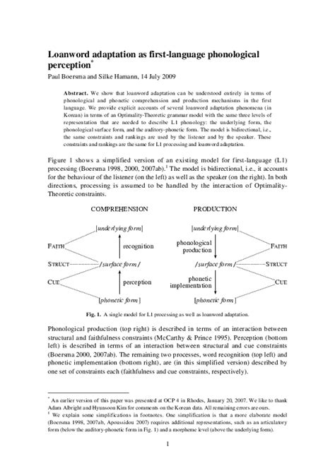 Pdf Loanword Adaptation As First Language Phonological Perception