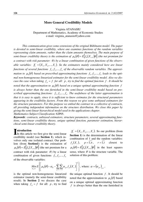 Pdf More General Credibility Models