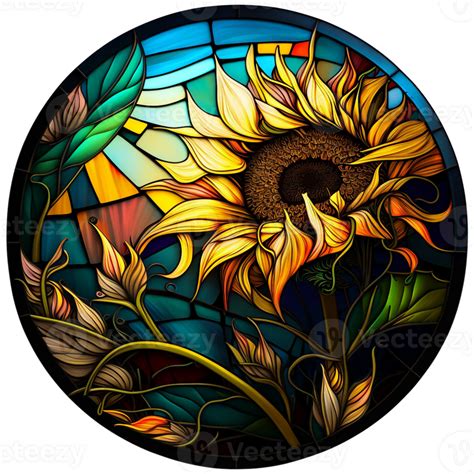 Stained Glass Sunflower 23954655 Png