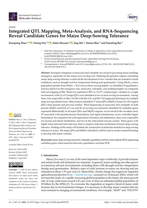 Pdf Integrated Qtl Mapping Meta Analysis And Rna Sequencing Reveal Candidate Genes For Maize