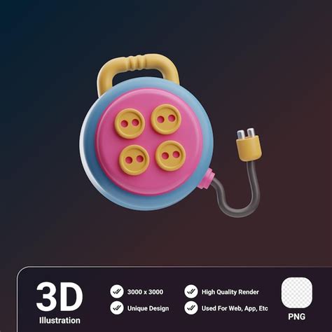 Premium Psd Repair Tools Object Extension Cord 3d Illustration