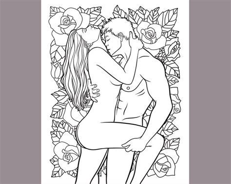 Adult Coloring Page Nsfw Erotic Design Couple Art Printable Coloring Page Digital Download