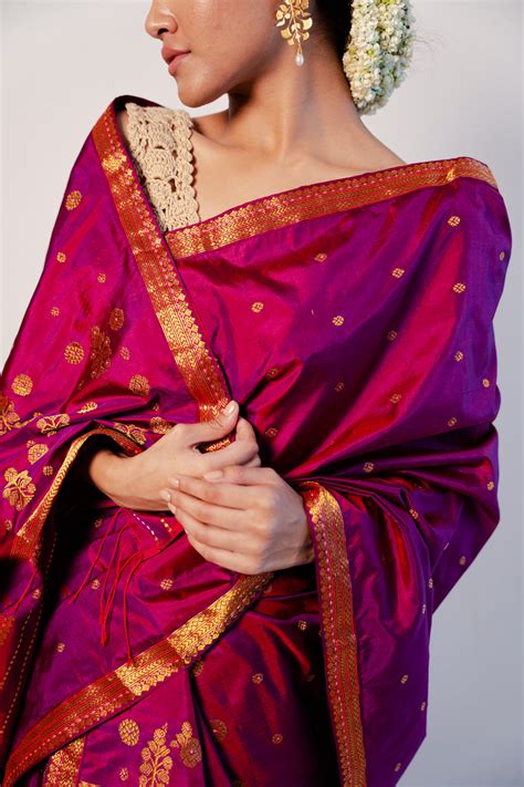 Mohini Purple Pink Paat Silk Mekhela Sador