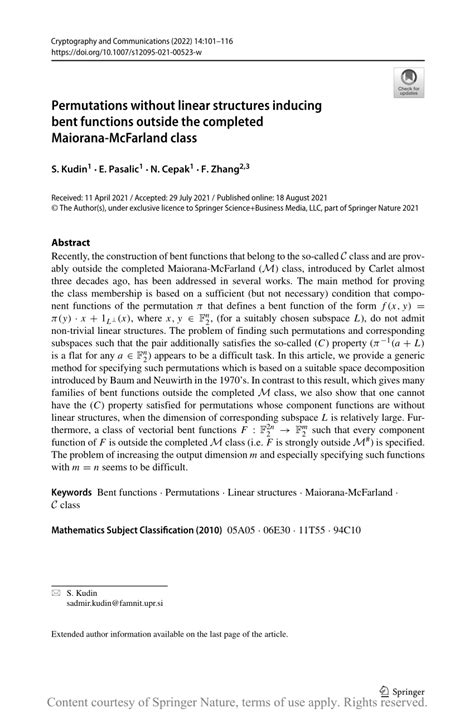Permutations Without Linear Structures Inducing Bent Functions Outside