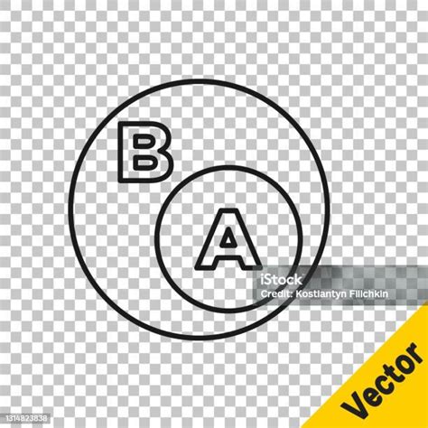 블랙 라인 서브셋 수학 투명 배경에 격리 된 B 아이콘의 하위 집합입니다 벡터 개념에 대한 스톡 벡터 아트 및 기타 이미지