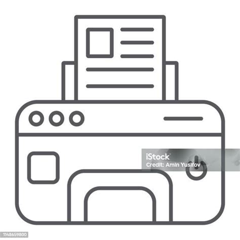 프린터 얇은 선 아이콘 장치 및 인쇄 팩스 기호 벡터 그래픽 흰색 바탕에 선형 패턴 10에 대한 스톡 벡터 아트 및 기타 이미지