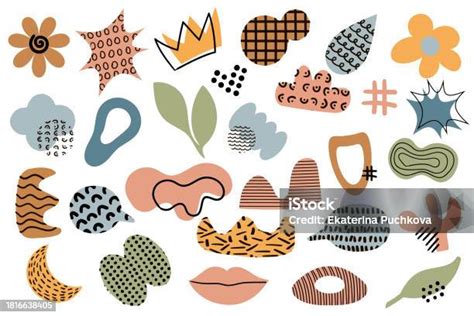 추상 유행 현대 손으로 그린 모양 창조적 인 미적 현대 낙서 디자인 요소 세트 벡터 일러스트 레이 션 개체 그룹에 대한 스톡 벡터 아트 및 기타 이미지 Istock