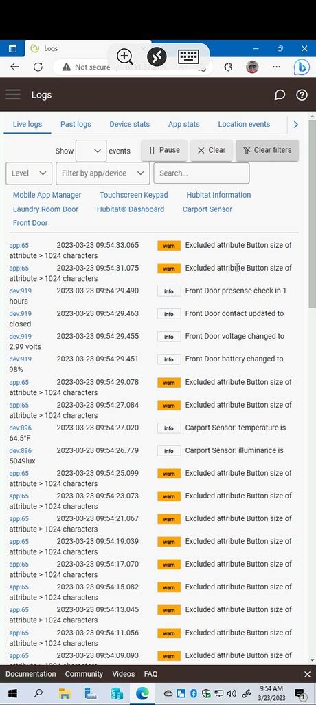 Greater Than 1024 Characters Errors In Log Dashboard Hubitat