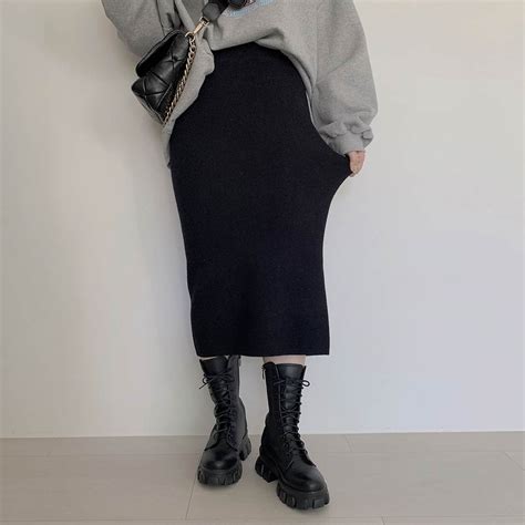 9516 키작녀 니트 롱스커트4color