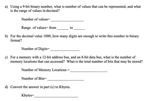 Solved A Using A 9 Bit Binary Number What Is Number Of