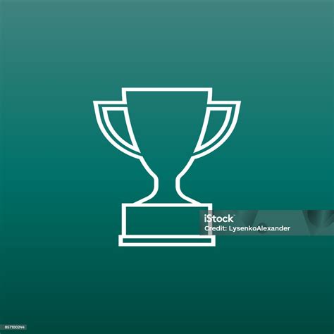 선 스타일에 트로피 컵 평면 벡터 아이콘입니다 간단한 상자 기호입니다 녹색 바탕에 흰색 그림입니다 1에 대한 스톡 벡터 아트 및 기타 이미지 Istock