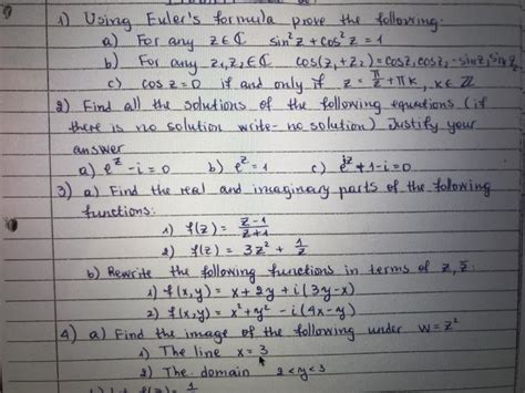 solved 1 using euler s formula prove the following a fer