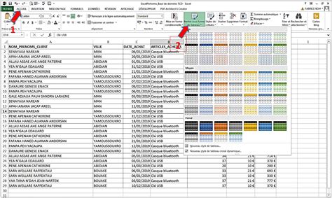 excel mettre sous forme de tableau
