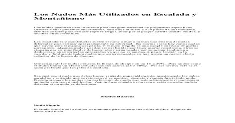 Los Nudos Más Utilizados en Escalada y Montañismo PDF Document
