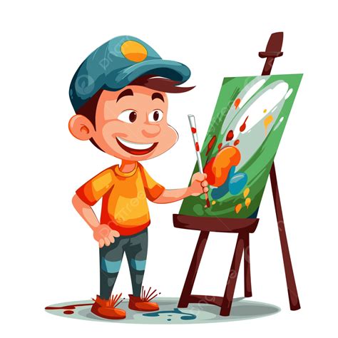저작권 클립 아트 예술가 만화 남성 예술가 이젤 화려한 페인트로 그림 벡터 저작권 클립 아트 만화 Png 일러스트 및 벡터 에 대한 무료 다운로드 Pngtree