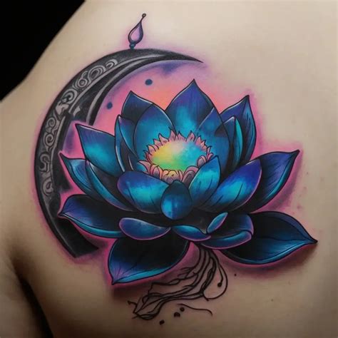 Moon And Lotus Tattoos Meaning Symbolism 105 Designs Hbtat2