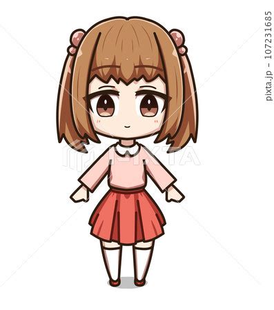 赤いスカートをはいた小さなツインテールの女の子のイラスト素材 107231685 PIXTA