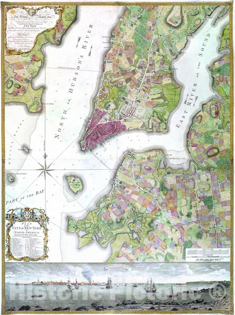 Historical Map Plan Of The City Of New York In North America