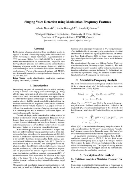 Singing Voice Detection Using Modulation Frequency Features