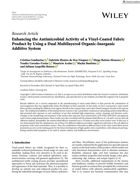Pdf Enhancing The Antimicrobial Activity Of A Vinyl Coated Fabric