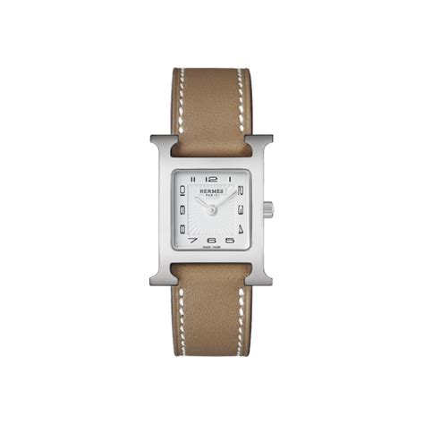 에르메스 H 아워 워치 스몰 골드 앱송 스트랩 And 옐로우 골드 스틸 Hermes Kream