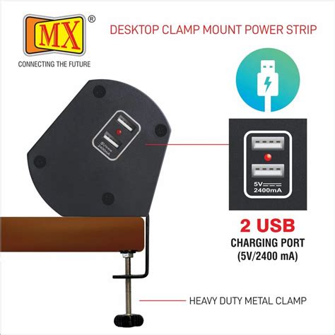 Power Console With 6amp Universal Sockets 2 Usb Port Desk Clamp Mount Extension Board At Rs 8590