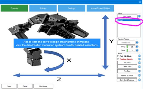 Add Servos Creating Frames By Moving The Robot Arm Servos Tutorials Community Synthiam