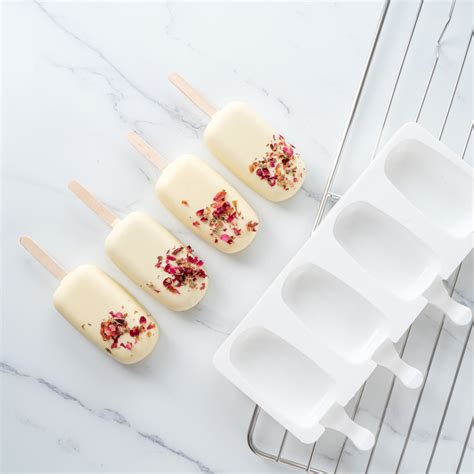 Pastry Tek Silicone Round Popsicle Mold 4 Compartment 10 Count Box