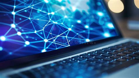 Digital Data And Network Connection Displayed On A Laptop Screen Ai
