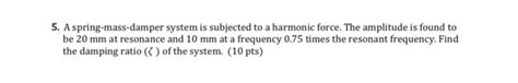 Solved 5 A Spring Mass Damper System Is Subjected To A