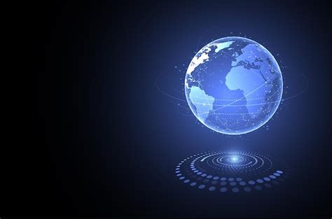 글로벌 네트워크 연결 세계 지도 지점 및 선 구성 개념 프리미엄 벡터