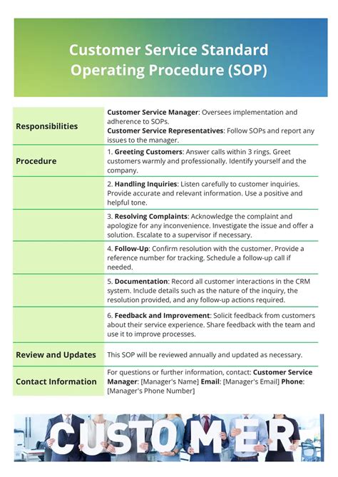 Free Customer Service Standard Operating Procedure Template For Google Docs
