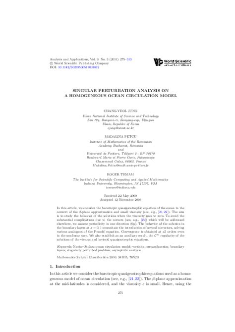 Pdf Singular Perturbation Analysis On A Homogeneous Ocean Circulation Model