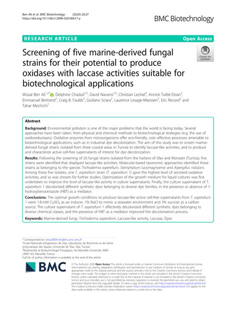 Pdf Screening Of Five Marine Derived Fungal Strains For Their