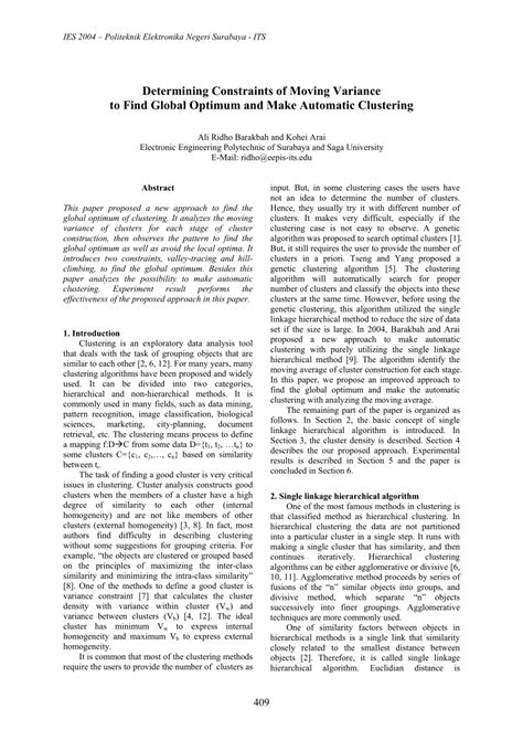 Pdf Determining Constraints Of Moving Variance To Find Global Optimum