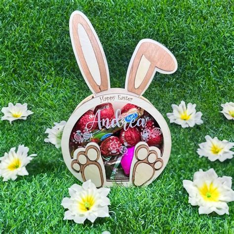 Personalized Bunny Easter Treat Box Custom Laser Cut And Engraved Wooden