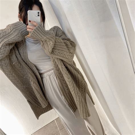 [고퀄원단 여리루즈] 프린지 울 루즈 박시 숄 롱 니트 가디건 3color 에이블리