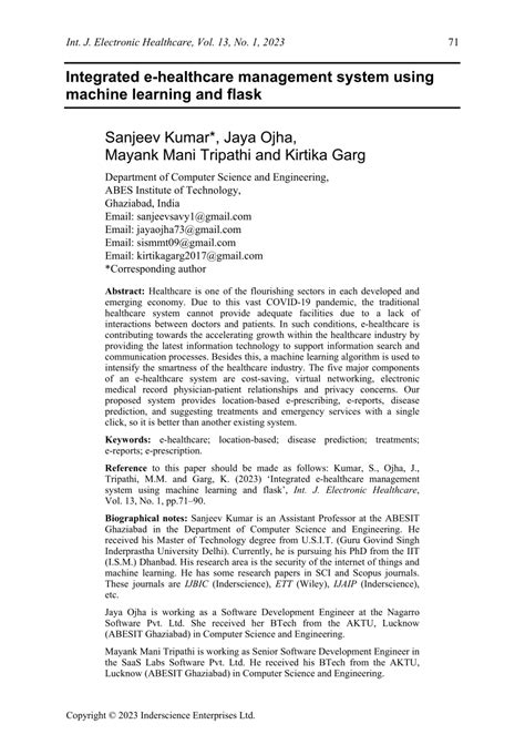 Pdf Integrated E Healthcare Management System Using Machine Learning And Flask