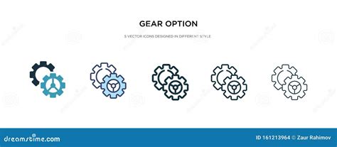 Gear Option Icon In Different Style Vector Illustration Two Colored And Black Gear Option