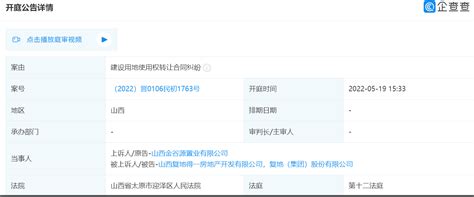 山西金谷源置业状告复地集团等案由系建设用地使用权转让合同纠纷 谷晓辉 持股 开发