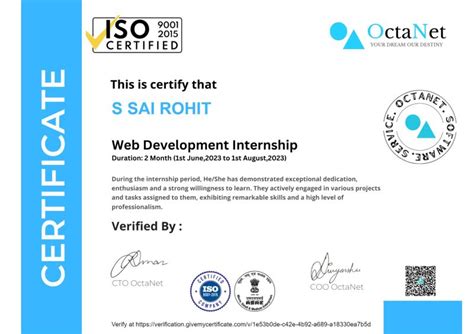 Rohit Sai On Linkedin Connections Octanet Octanetinternship Webdevelopment