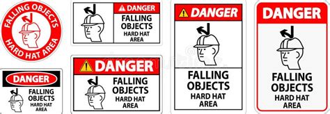 Danger Sign Falling Objects Hard Hat Area Stock Vector Illustration Of Graphic Design