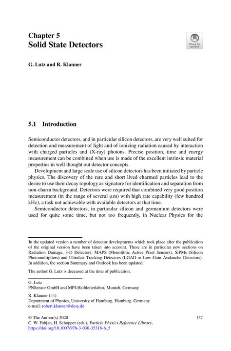 Pdf Solid State Detectors