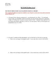 MCB 2000 Problem Set 3 Spring 2020 Doc MCB 2000 Spring 2020 MCB 2000 Problem Set 3 YOU MUST