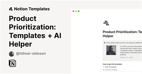 Product Prioritization Templates Ai Helper Template Notion Marketplace