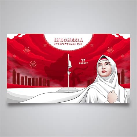 인도네시아 독립기념일 배경 프리미엄 벡터