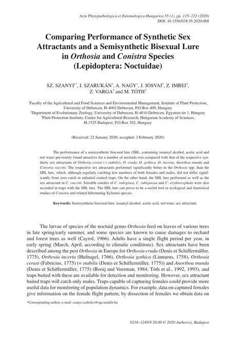 Pdf Comparing Performance Of Synthetic Sex Attractants And A