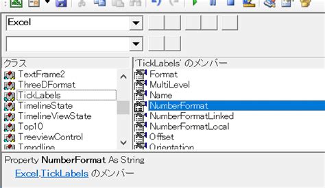 日付軸の表示形式－ticklabelsnumberformatlocalエクセルマクロ・excel Vbaの使い方グラフ・chart