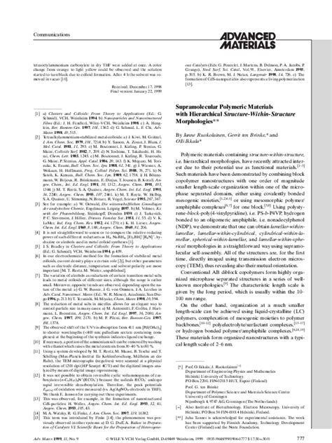 Pdf Supramolecular Polymeric Materials With Hierarchical Structure