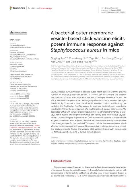 Pdf A Bacterial Outer Membrane Vesicle Based Click Vaccine Elicits Potent Immune Response